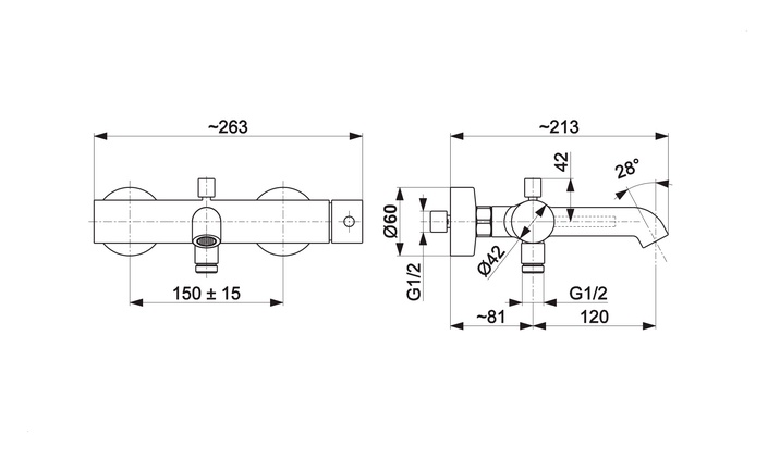 Moza gold bateria wannowa pozioma